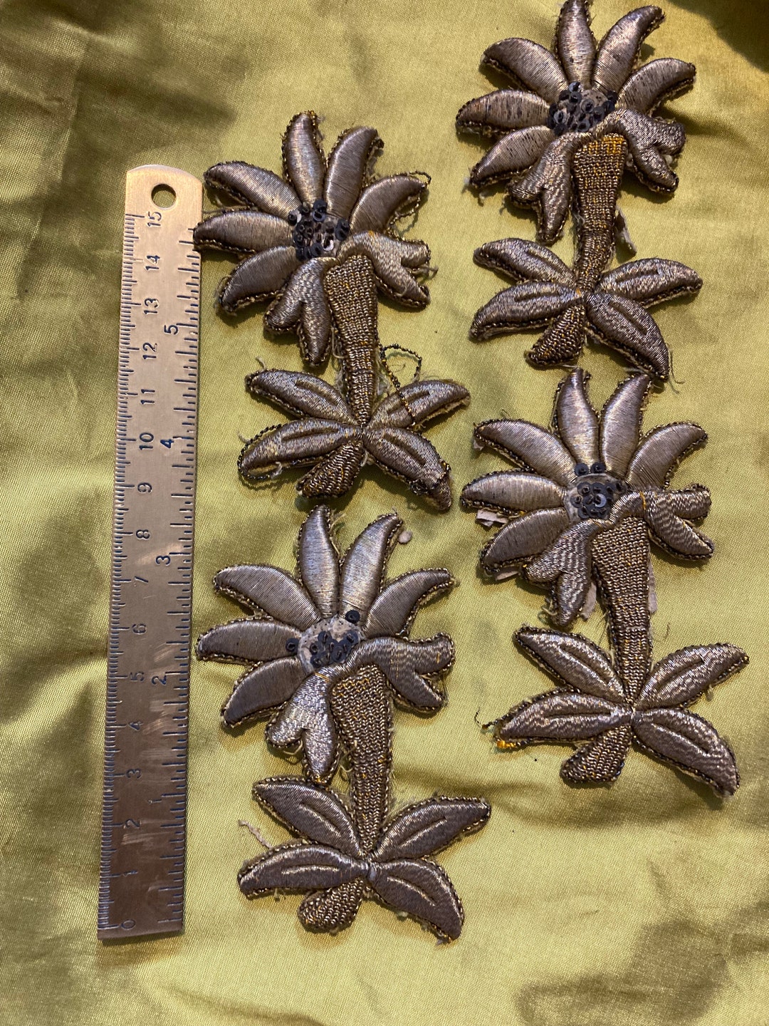 Antique Gold Metal Thread Palm Tree Appliqué. 4 Avaliable - Etsy
