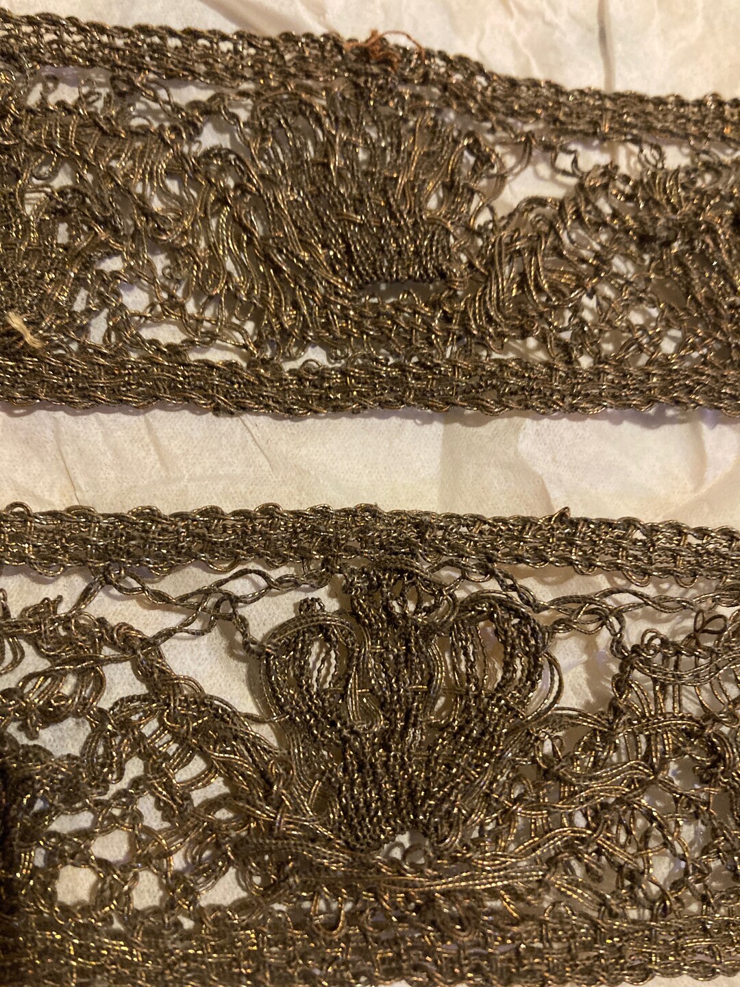 Antique 1800s Metal Thread Tourchon Gold Lace Trim. 1.42m Long. 4.5cm ...