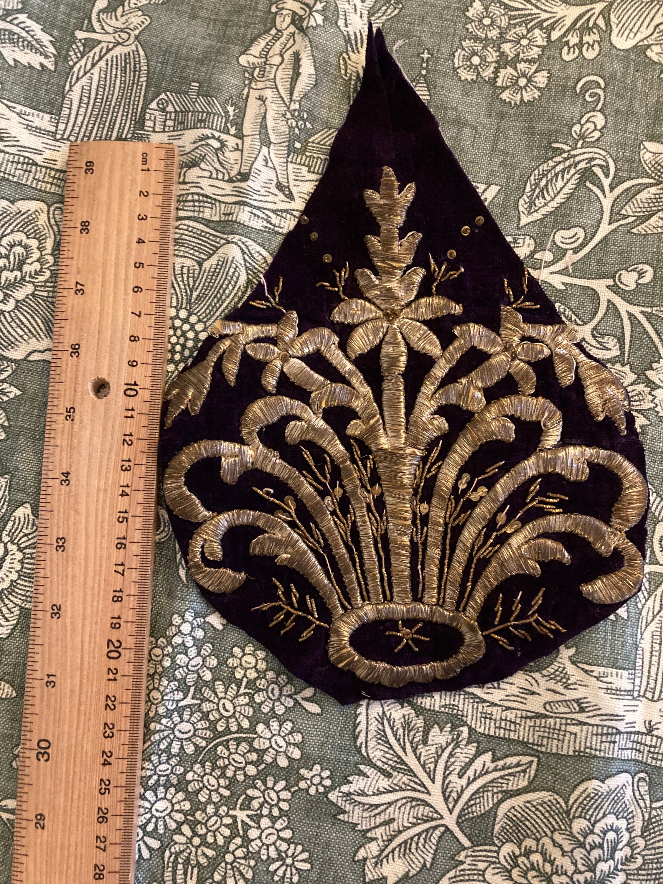Large 19th Century Antique Gold Metal Thread Appliqué. - Etsy