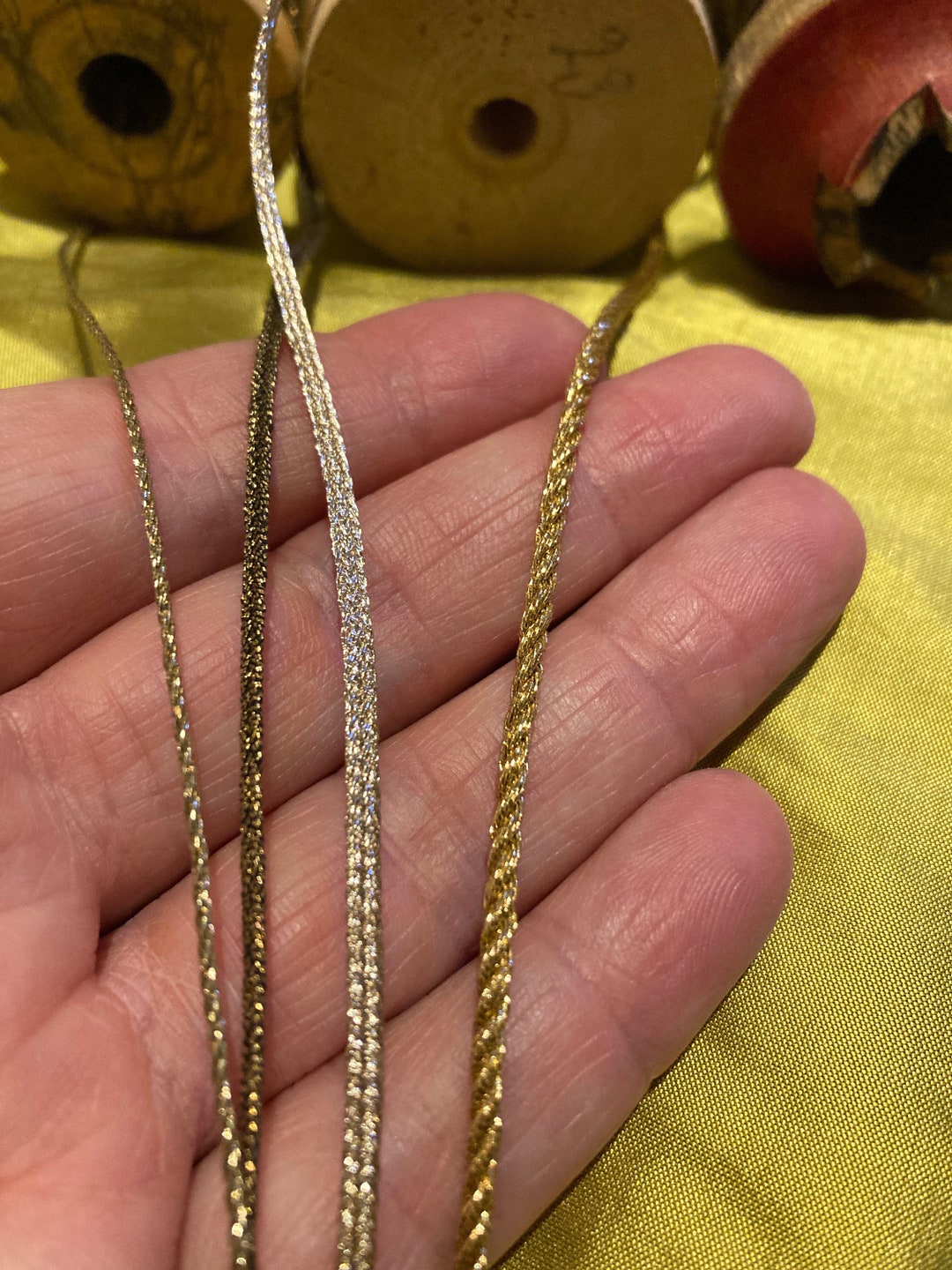 1920s Antique Gold Metallic Embroidery Thread. 4 Widths and Tones ...