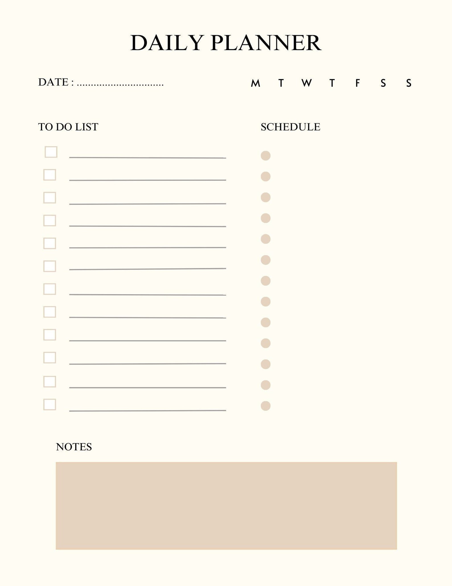 Daily Planner, Daily to Do List Printable, Instant Download, Minimal ...
