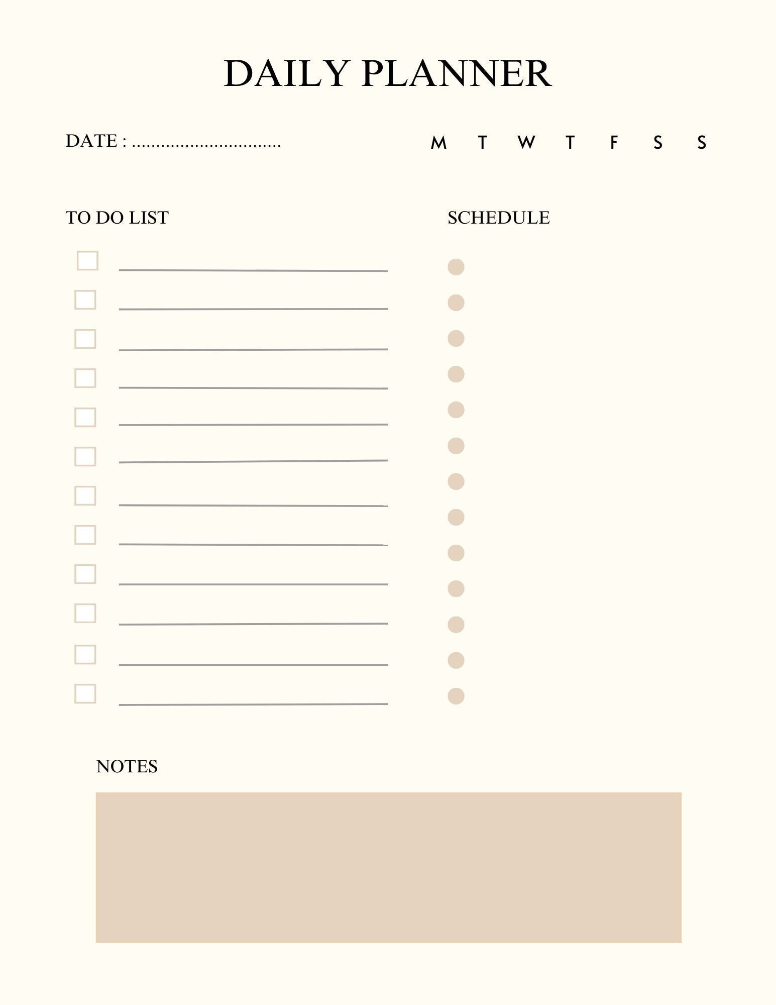Daily Planner, Daily to Do List Printable, Instant Download, Minimal ...