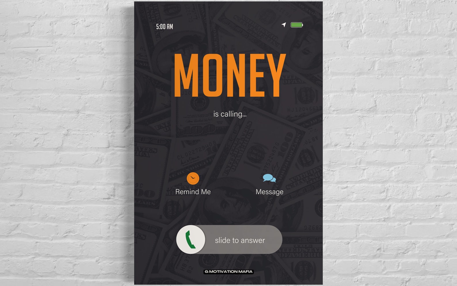 Money Calling Motivational Canvas Wall Art, Abstract Art, Motivational ...