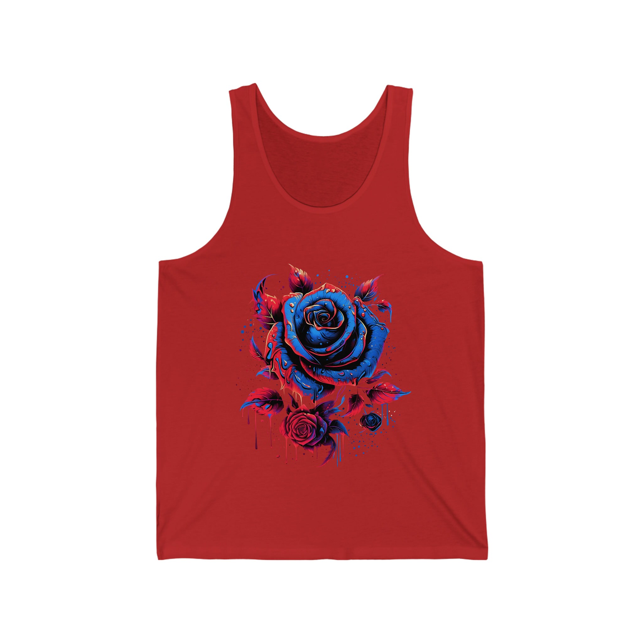 Blue Rose Tank Top Unisex Jersey Gothic Floral Tank Graphic Print Dark ...