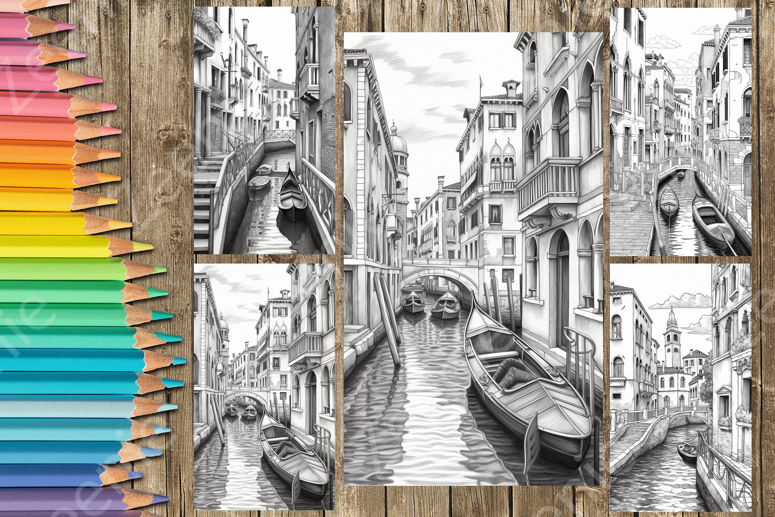 24 Beautiful Italy Canals Coloring Book - Adults Kids Coloring Pages ...