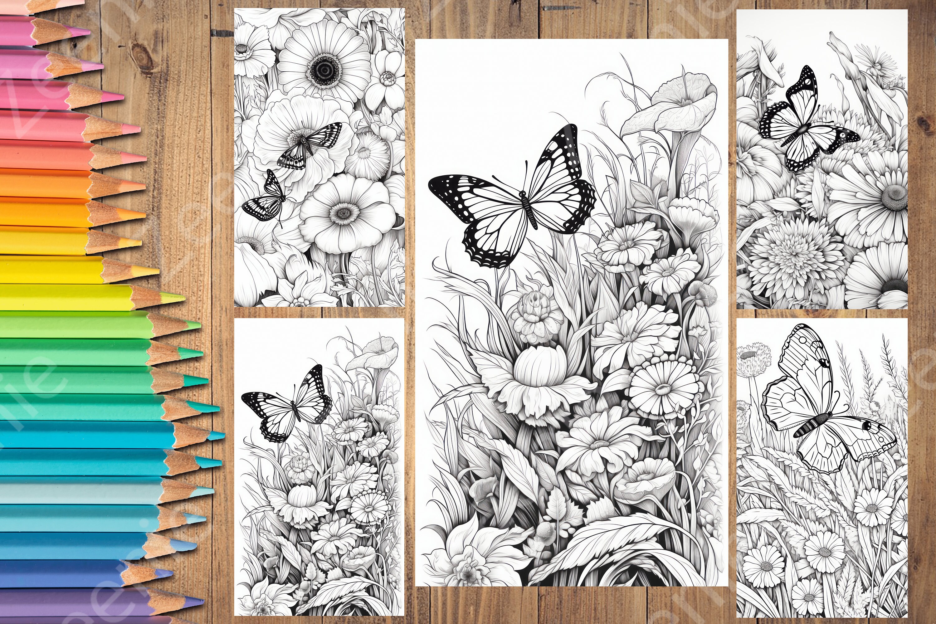 24 Wildflower Meadows Coloring Book Adults Kids Coloring Pages, Instant ...