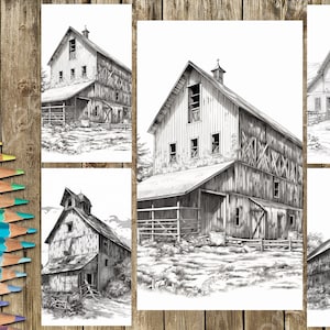 24 Vintage Farms - Adults Kids Coloring Pages, Instant Download ...