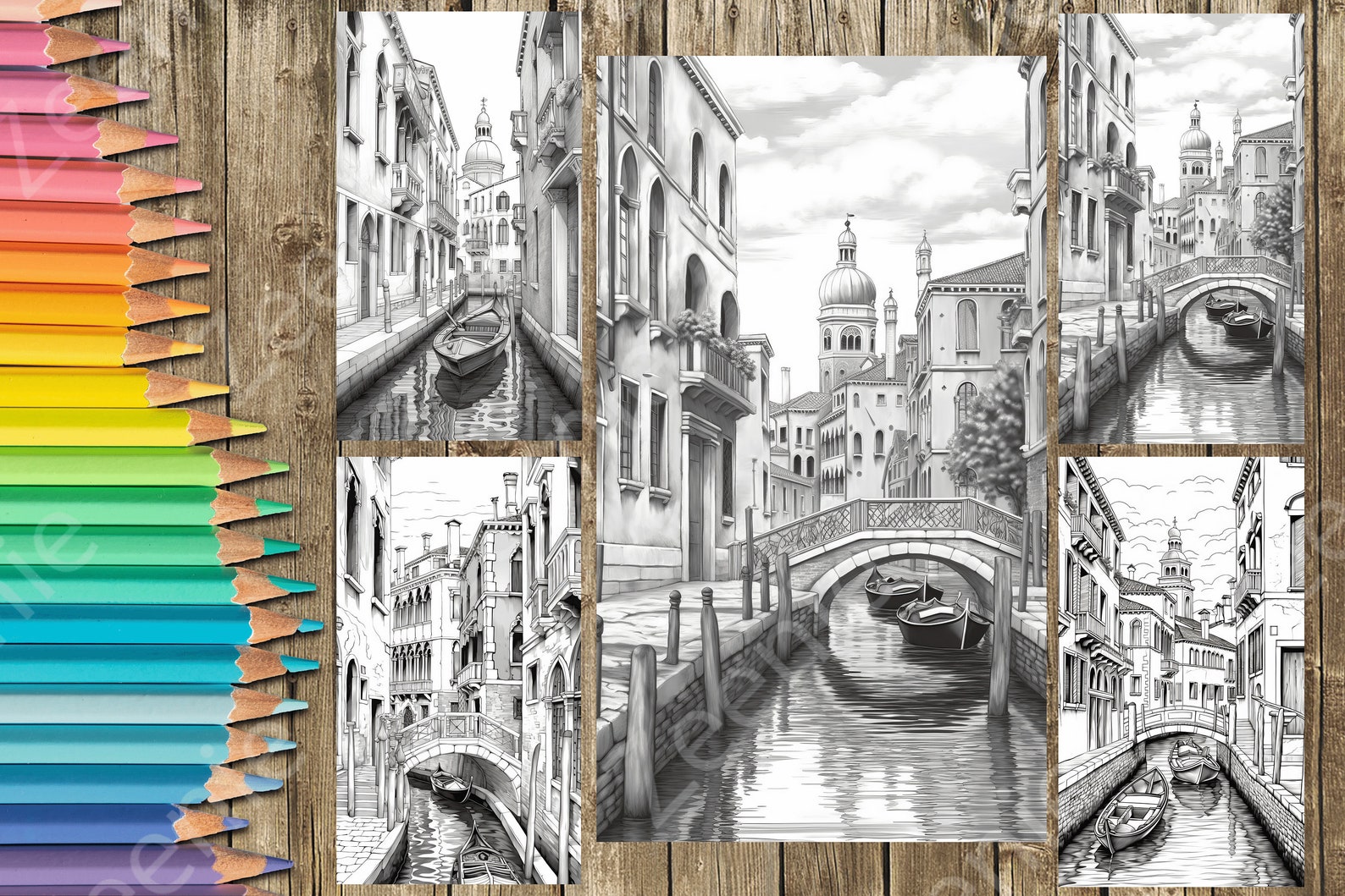 24 Beautiful Italy Canals Coloring Book - Adults Kids Coloring Pages ...