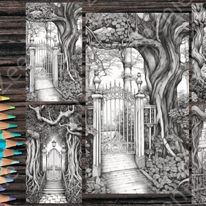 24 Magical Forest Gates Coloring Book - Adults Kids Coloring Pages ...