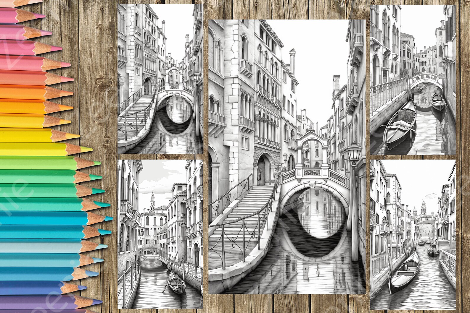 24 Beautiful Italy Canals Coloring Book - Adults Kids Coloring Pages ...