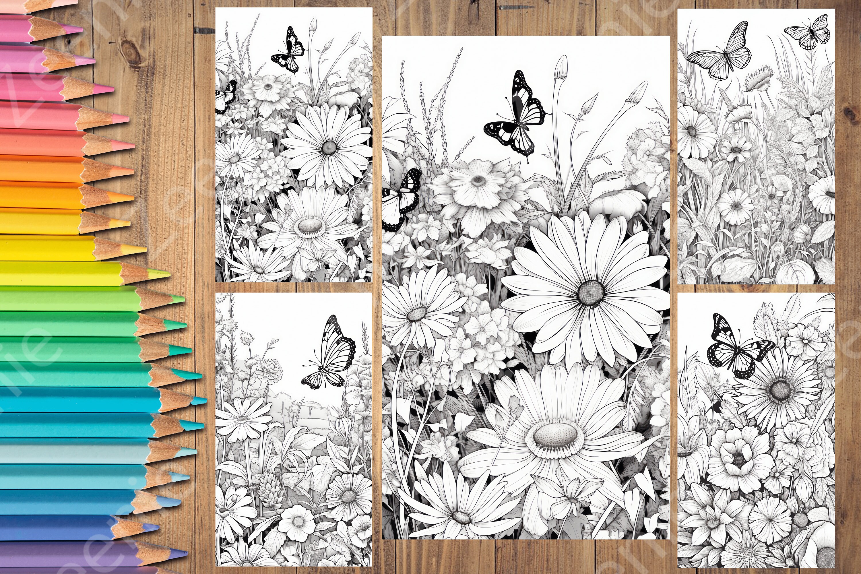 24 Wildflower Meadows Coloring Book - Adults Kids Coloring Pages ...