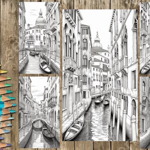 24 Beautiful Italy Canals Coloring Book - Adults Kids Coloring Pages ...