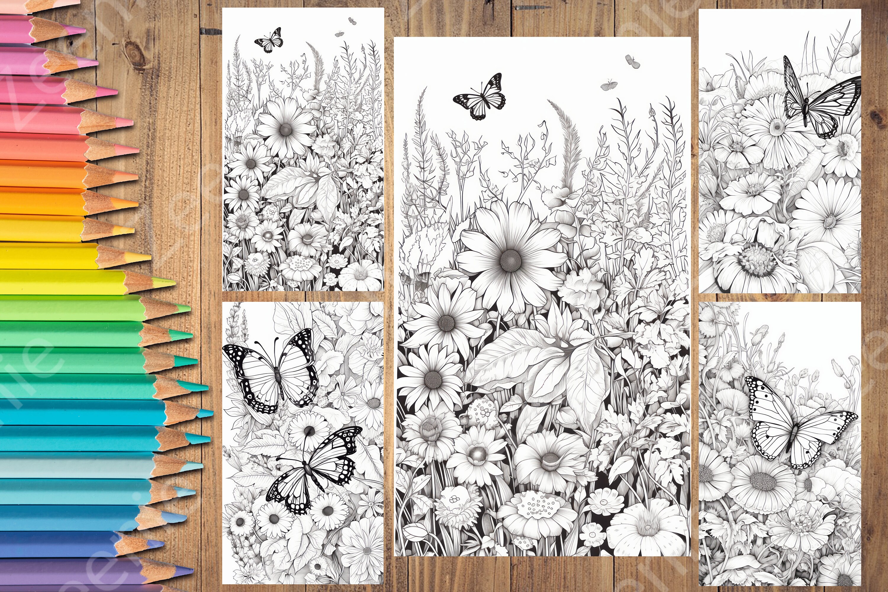 24 Wildflower Meadows Coloring Book Adults Kids Coloring Pages, Instant ...