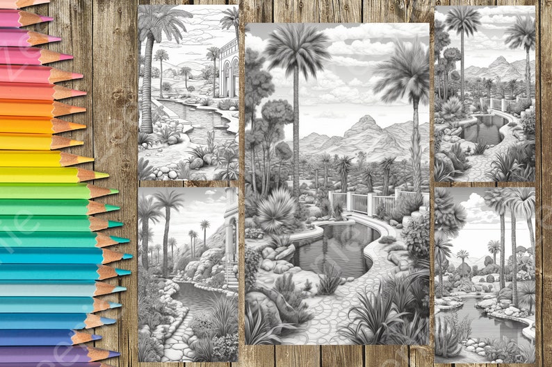24 Desert Oasis Coloring Book Adults Kids Coloring Pages - Etsy