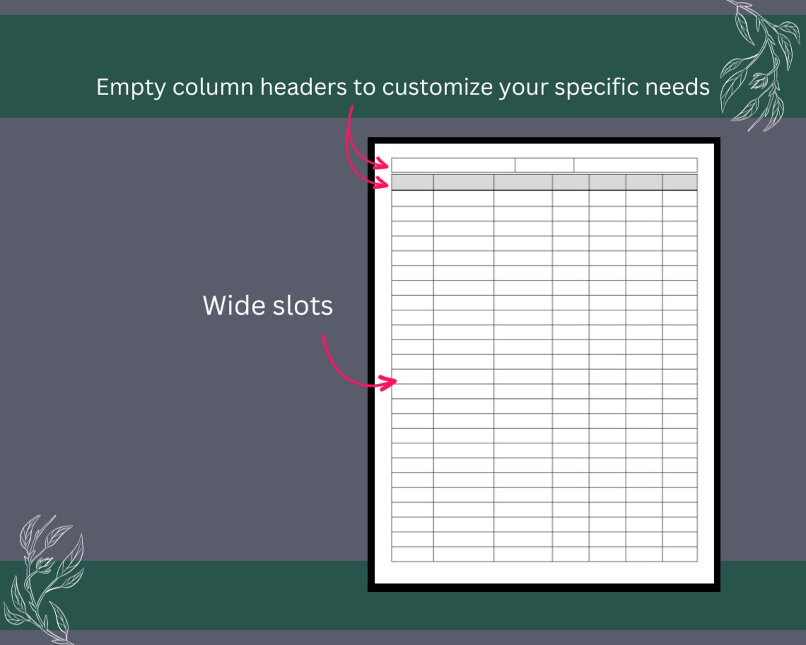 8 Column Customizable Log | 8 Column Customizable Sheet | Multipurpose ...