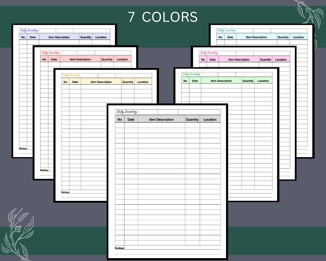 Daily Inventory Log | Printable Inventory Log | Inventory Tracker ...