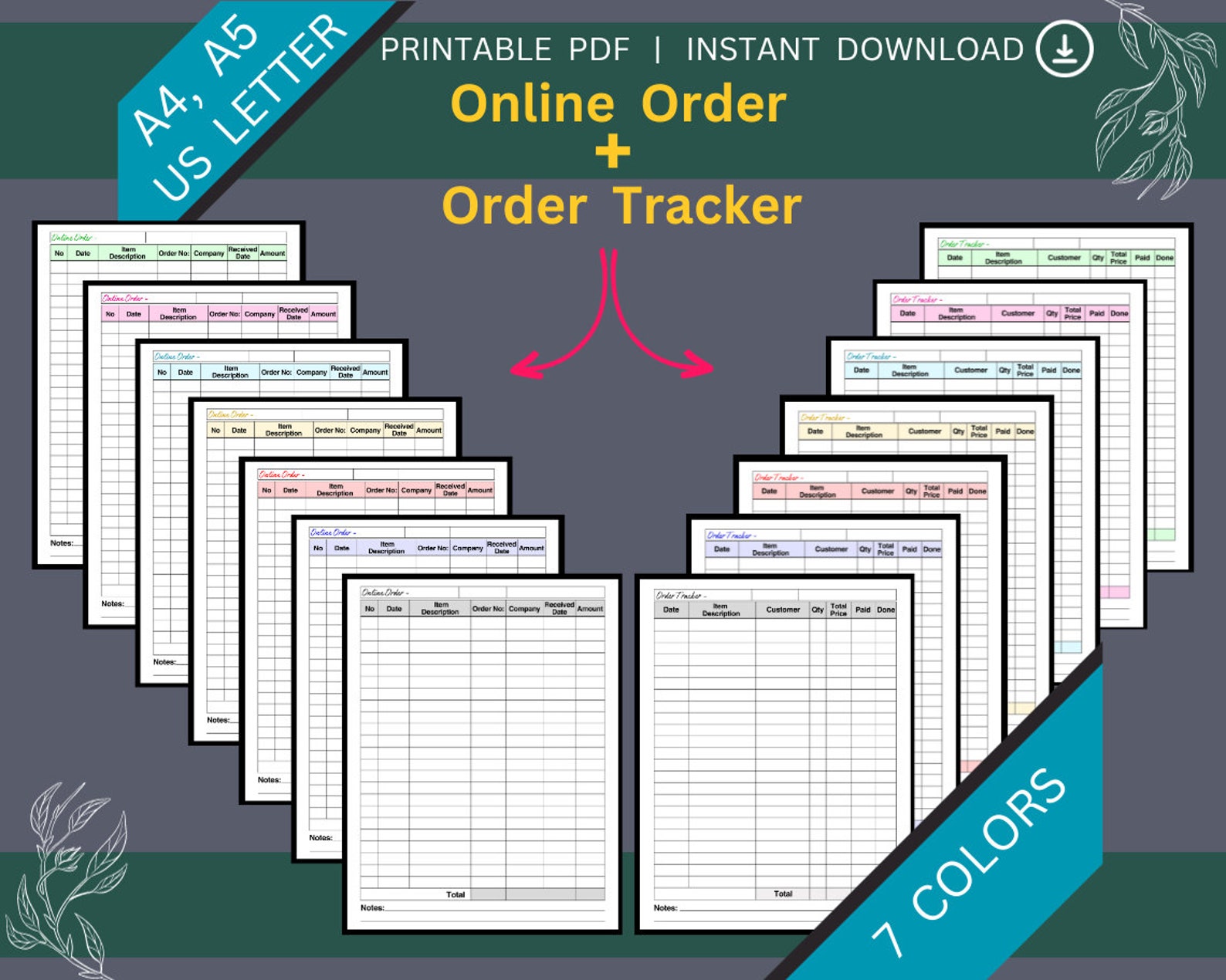 Online Order | Order Tracker | Printable Online Order Log | Printable ...