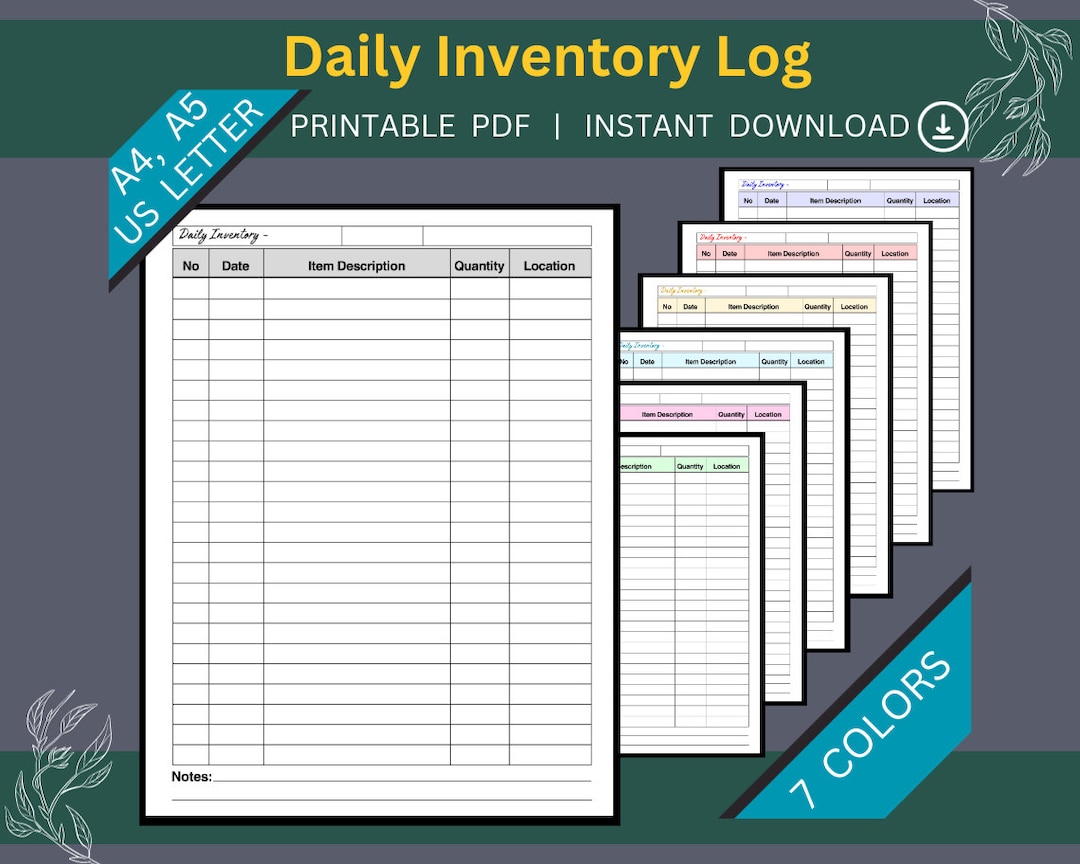 Daily Inventory Log | Printable Inventory Log | Inventory Tracker ...