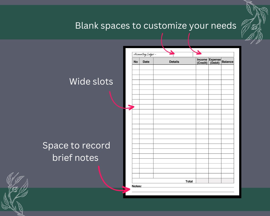 Accounting Ledger | Printable Accounting Ledger | Accounting Template ...