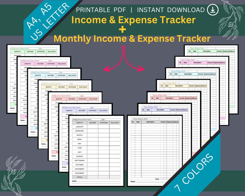 Income and Expense Tracker | Monthly Income and Expense Tracker ...