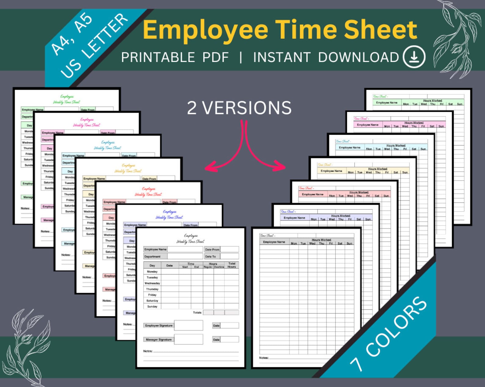 Employee Time Sheet | Printable Employee Time Sheet | Employee Work ...