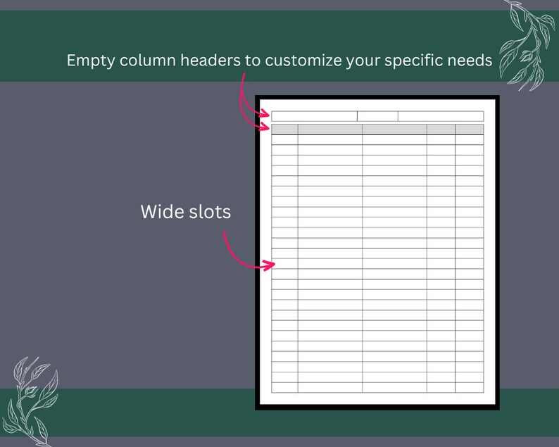 5 Column Customizable Log | 4 Column Customizable Sheet | Multipurpose ...