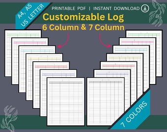 8 Column Customizable Log | 8 Column Customizable Sheet | Multipurpose ...