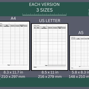 Online Order | Order Tracker | Printable Online Order Log | Printable ...