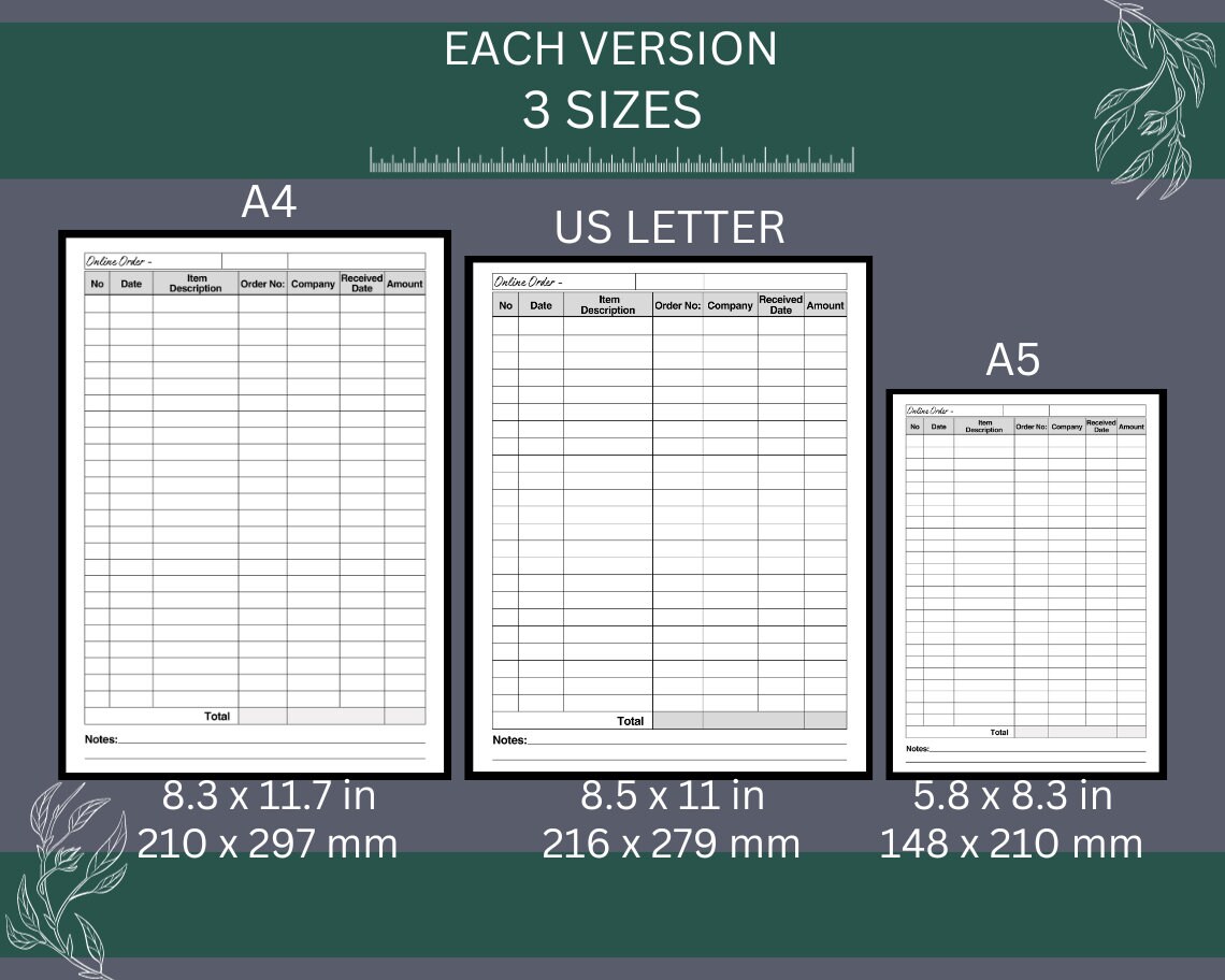 Online Order | Order Tracker | Printable Online Order Log | Printable ...