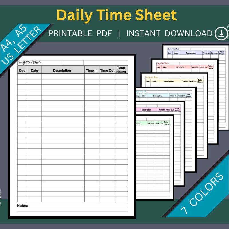 Daily Work Log Template - Etsy