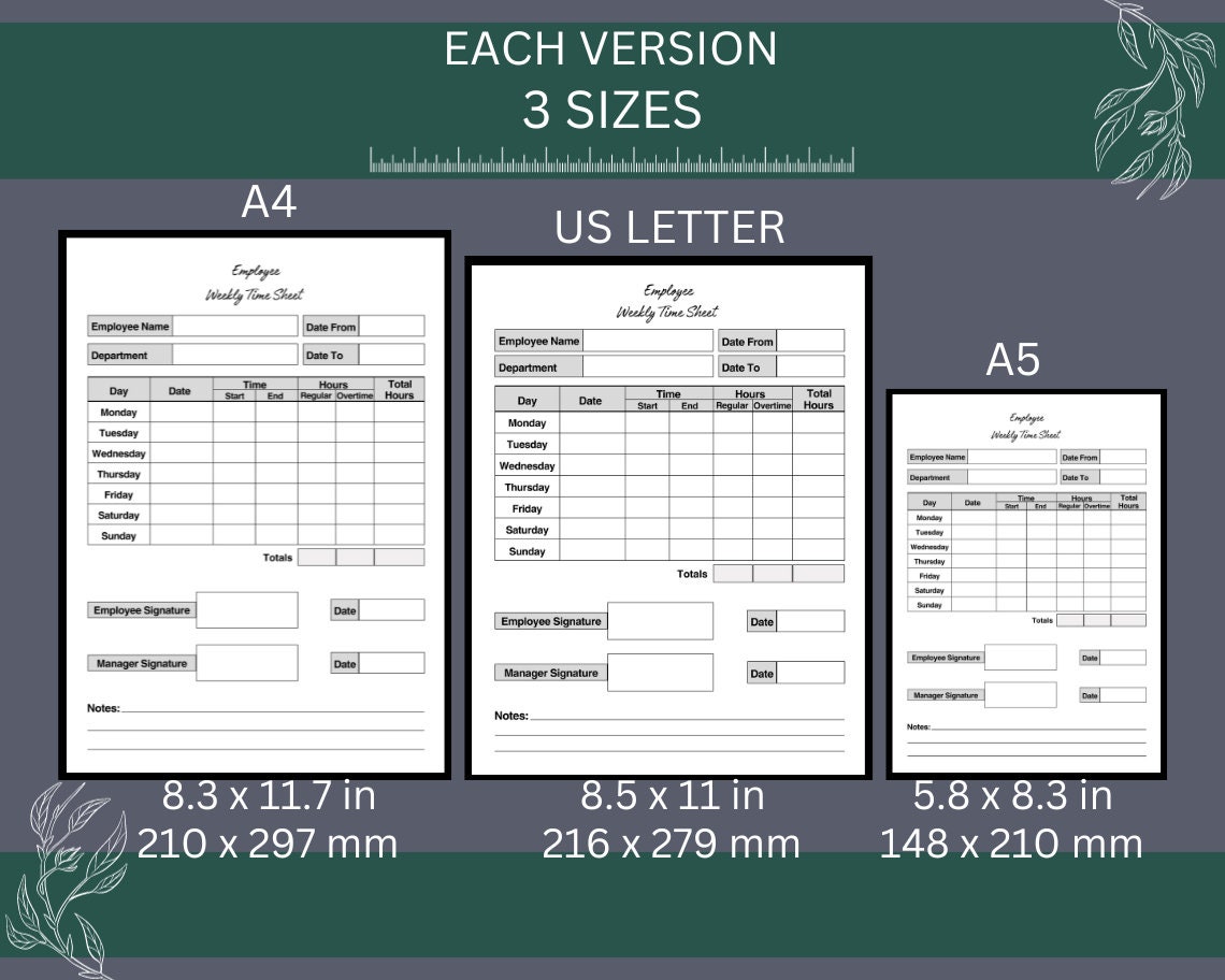 Employee Time Sheet | Printable Employee Time Sheet | Employee Work ...
