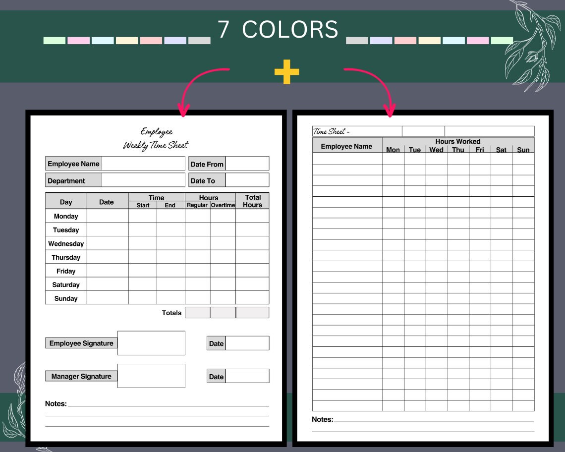 Employee Time Sheet | Printable Employee Time Sheet | Employee Work ...