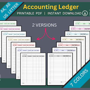 Accounting Ledger | Printable Accounting Ledger | Accounting Template ...