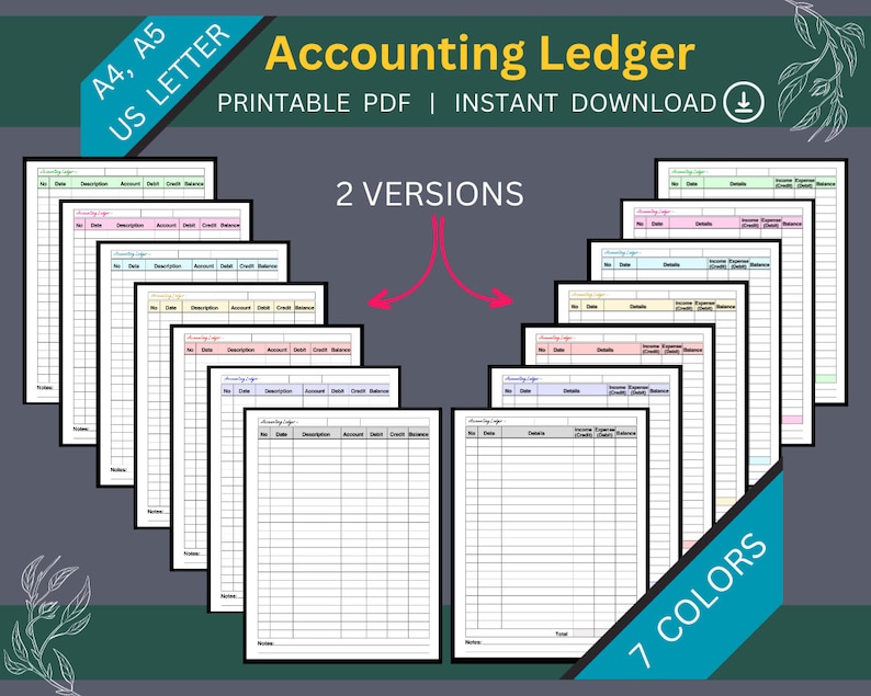 Accounting Ledger | Printable Accounting Ledger | Accounting Template ...