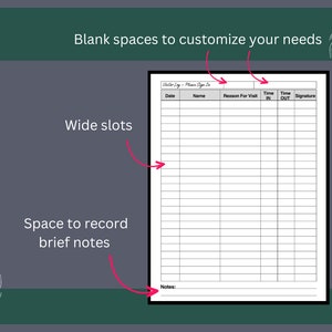 Printable Visitor Log | Visitors Sign in and Out Log | Visitors Log ...