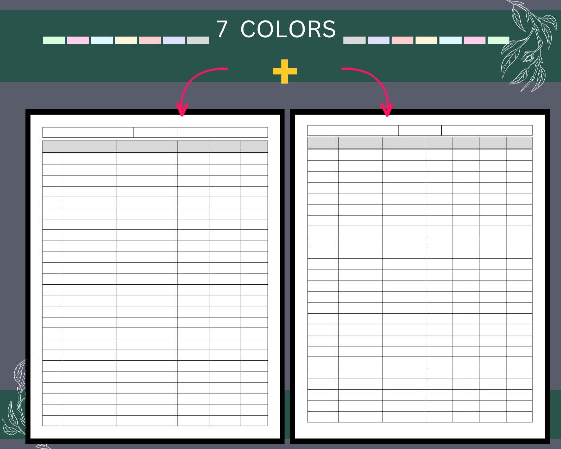 6 Column Customizable Log | 7 Column Customizable Sheet | Multipurpose ...