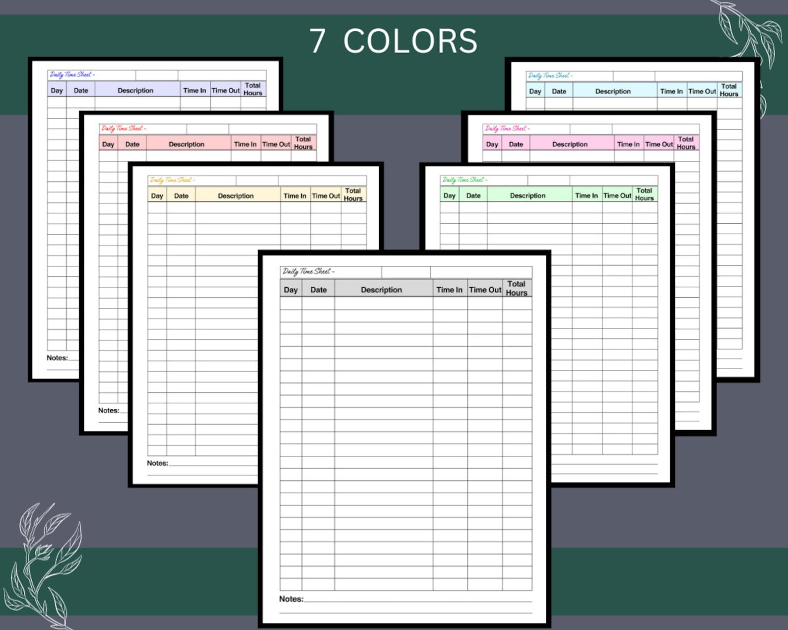 Daily Time Sheet | Printable Daily Time Sheet | Work Schedule | Time ...