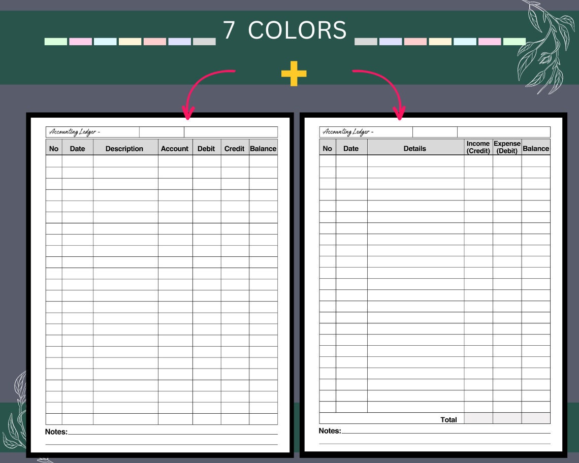 Accounting Ledger | Printable Accounting Ledger | Accounting Template ...