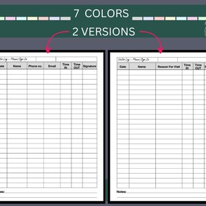 Printable Visitor Log | Visitors Sign in and Out Log | Visitors Log ...