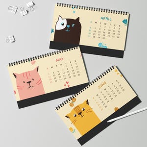 2025 Cat Themed Desk Calendar Cute Cat Calendar Minimalist Design Gifts ...