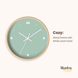 Modern Green Wall Clock, Minimalist Clock, Mint Green, Simple, Elegant ...