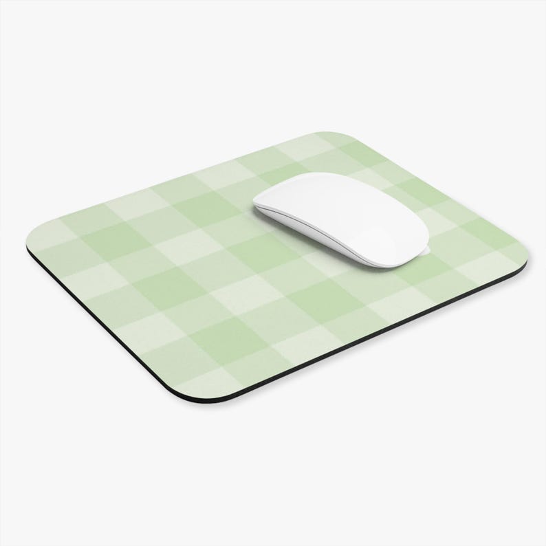 Sage Green Mouse Pad, Checkered Plaid Tartan Grid Mouse Pad, Rectangle ...