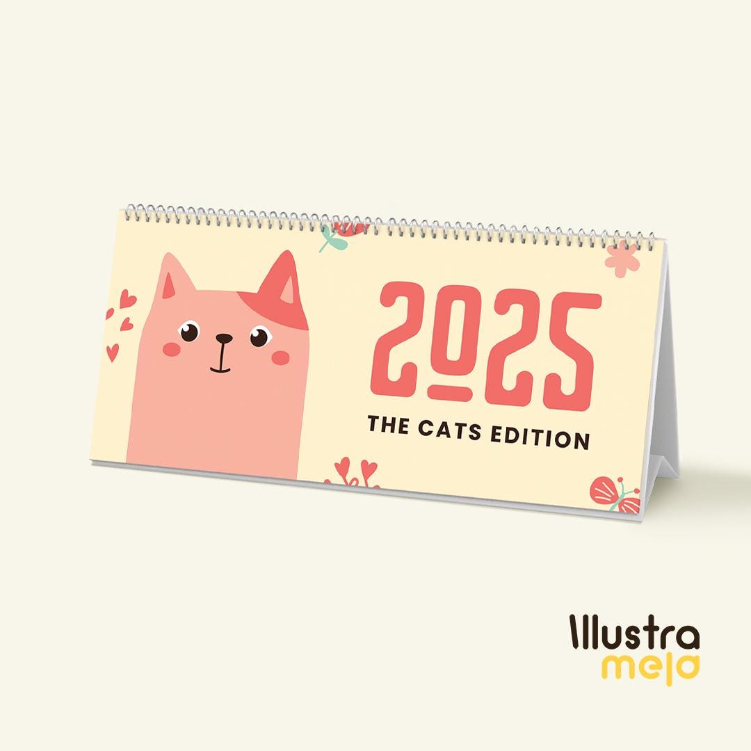 2025 Cat Themed Desk Calendar | Cute Cat Calendar | Minimalist Design ...