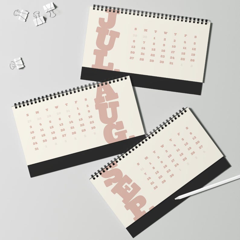 2025 Minimalist Desk Calendar | Simple Pink, Aesthetic Monthly Calendar ...