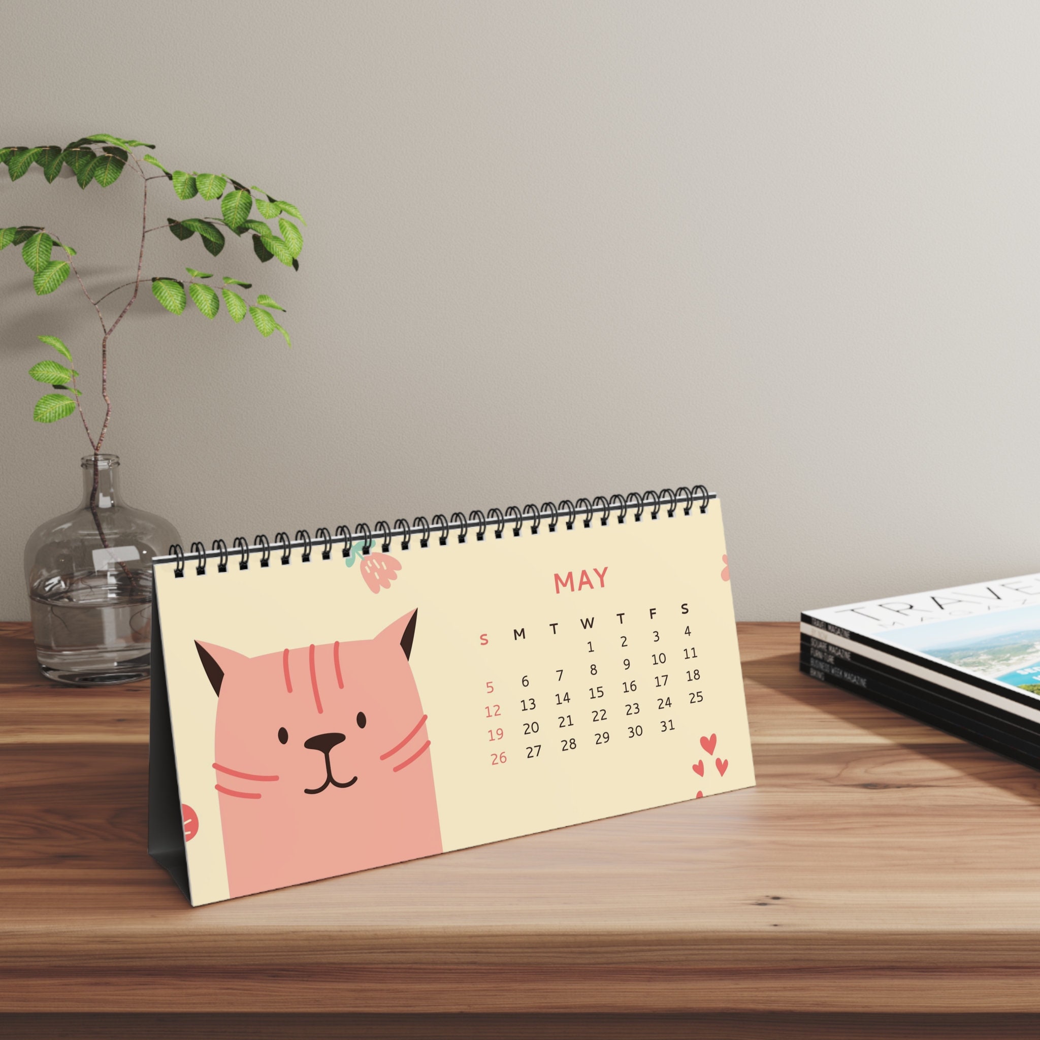 2025 Cat Themed Desk Calendar | Cute Cat Calendar | Minimalist Design ...