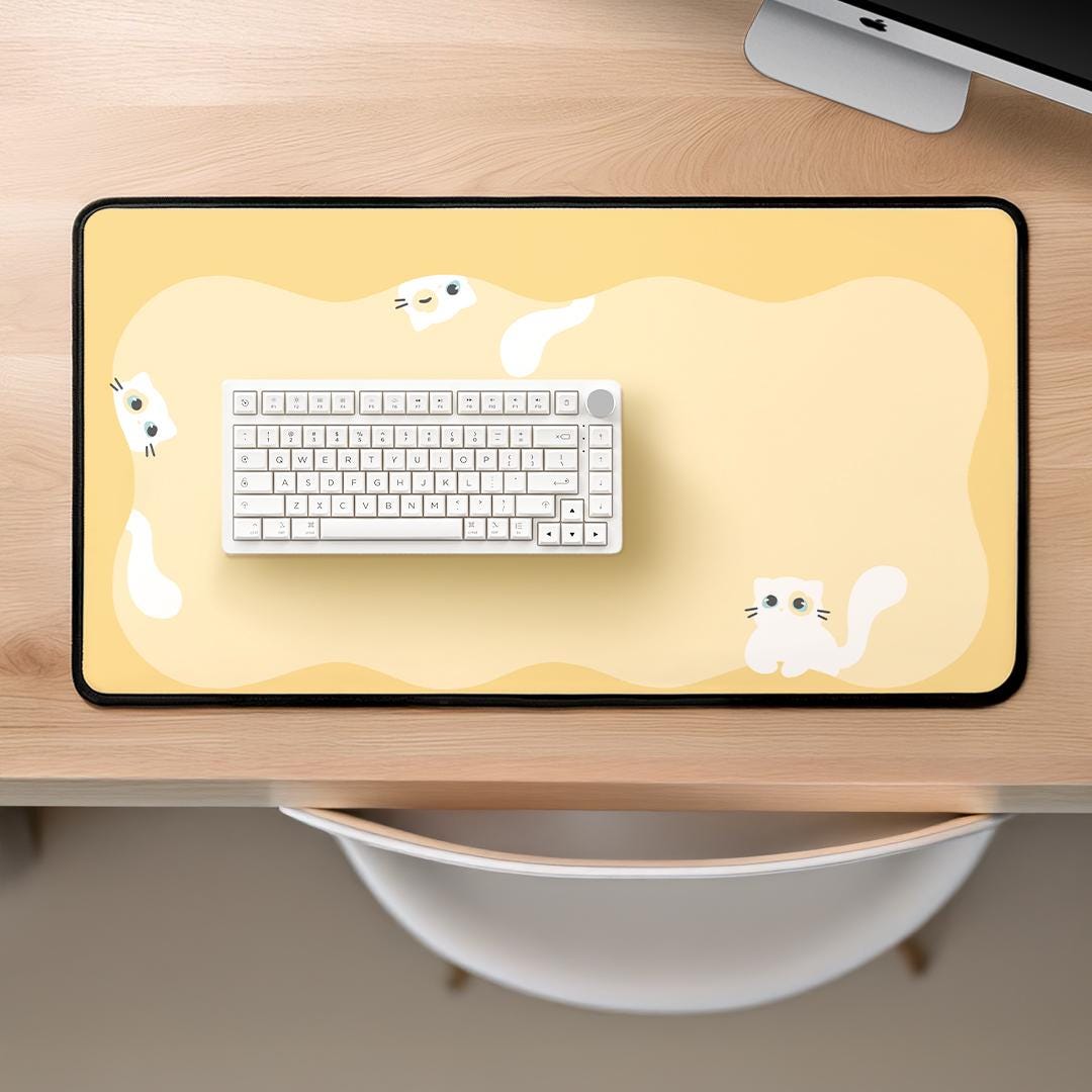 Cat Gaming Mouse Pad, Cute Cat Desk Mat, Kawaii, Cat Mouse Pad, Yellow ...