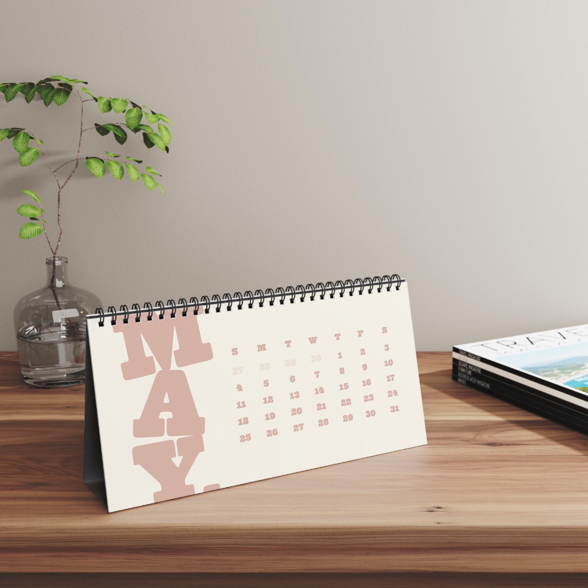 2025 Minimalist Desk Calendar | Simple Pink, Aesthetic Monthly Calendar ...