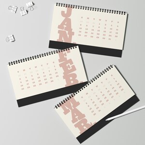 2025 Minimalist Desk Calendar | Simple Pink, Aesthetic Monthly Calendar ...