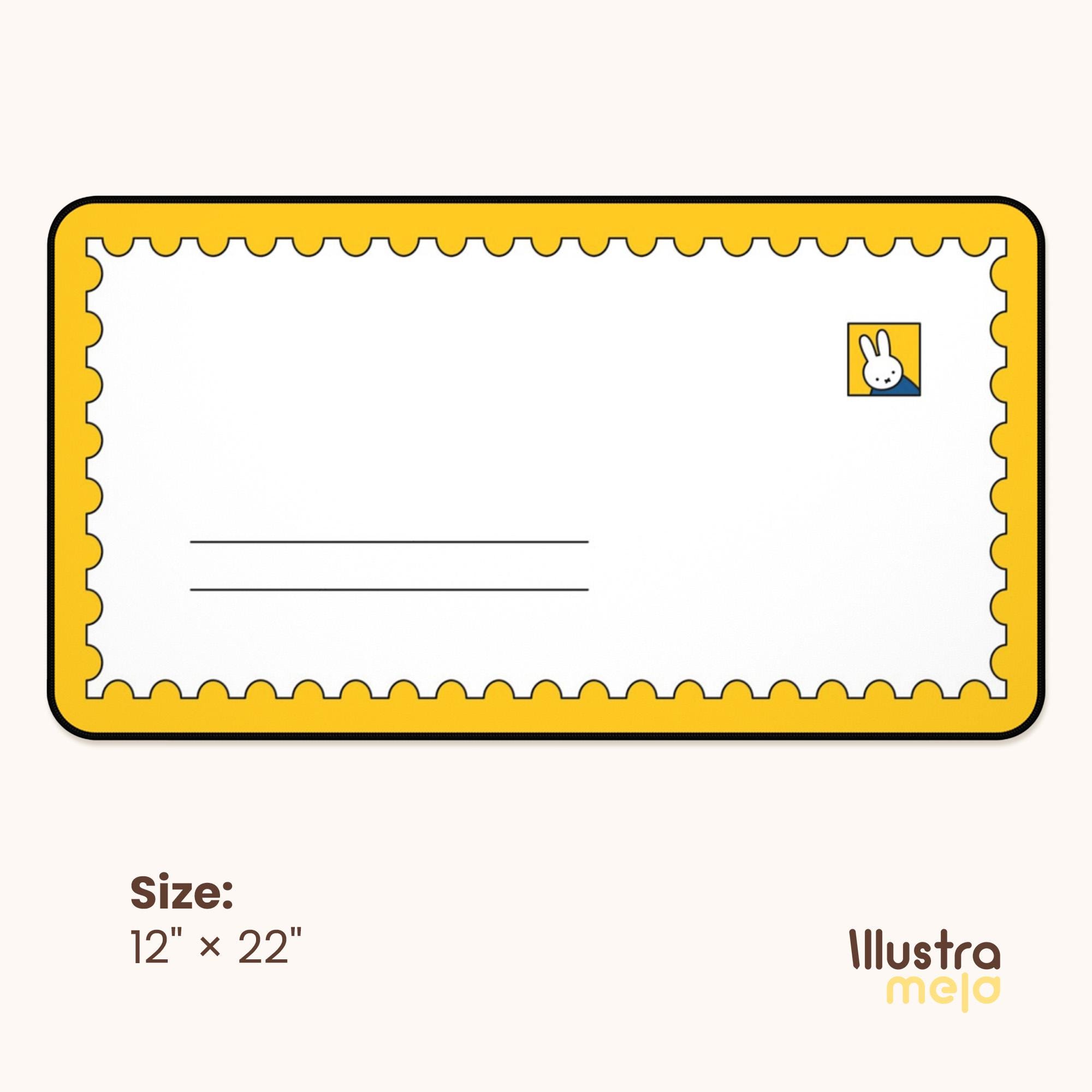 Bunny Postcard Desk Mat | Custom Illustrated Bunny Desk Mat, Large ...
