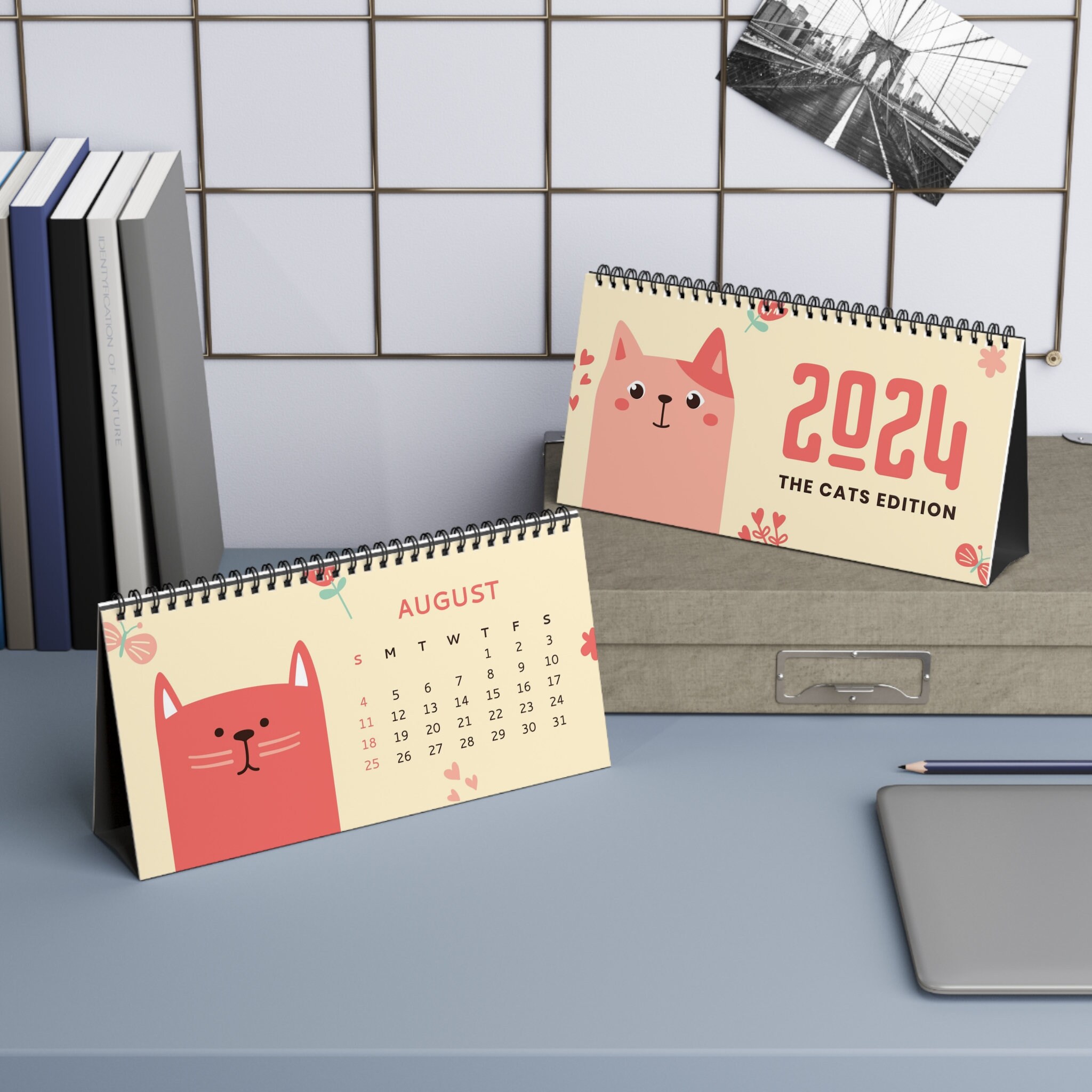 2025 Cat Themed Desk Calendar | Cute Cat Calendar | Minimalist Design ...